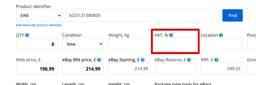 How to manage the VAT % of your products in Ad-Lister